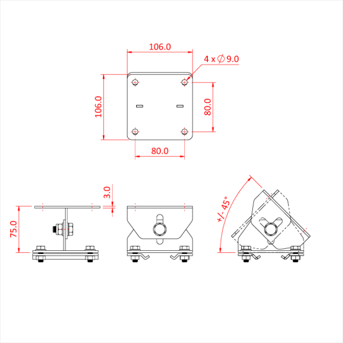 Studio Rail 80-Adjustable Angle Bracket – Doughty Engineering