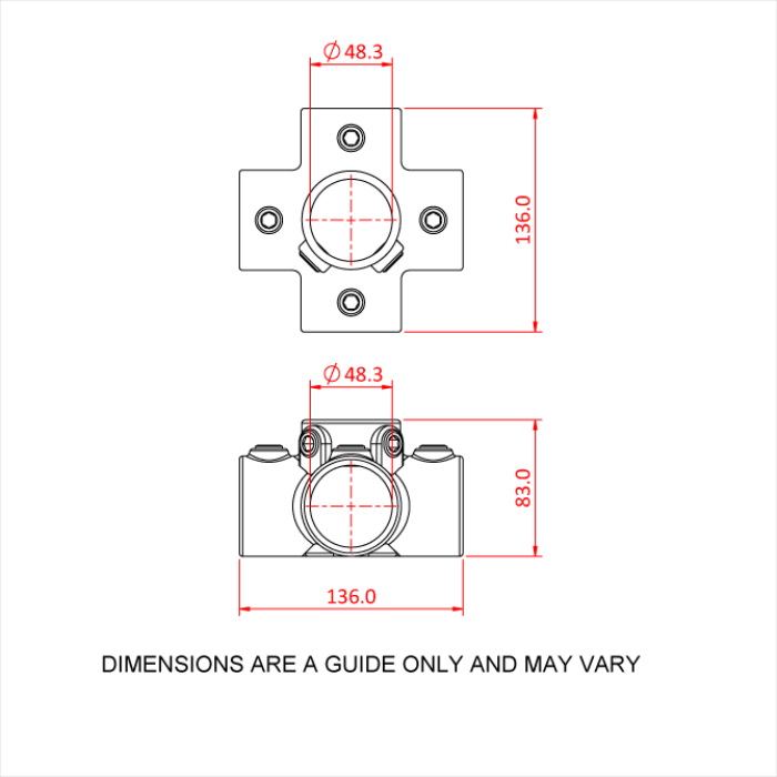 Pipeclamp Four Way Cross – Doughty Engineering
