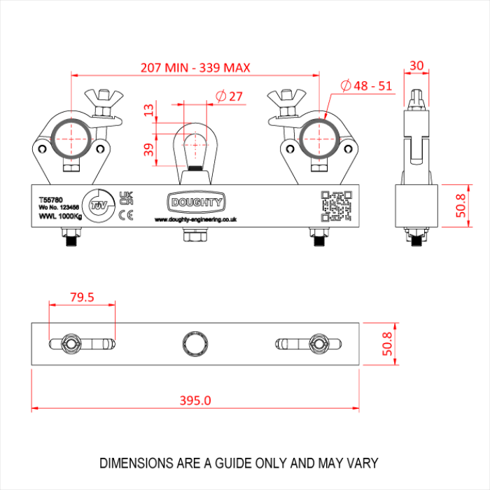 1000Kg Solid Hanging Truss Adaptors – Doughty Engineering